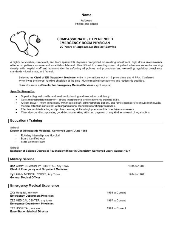 Physician Resume Example Physician Resume Example